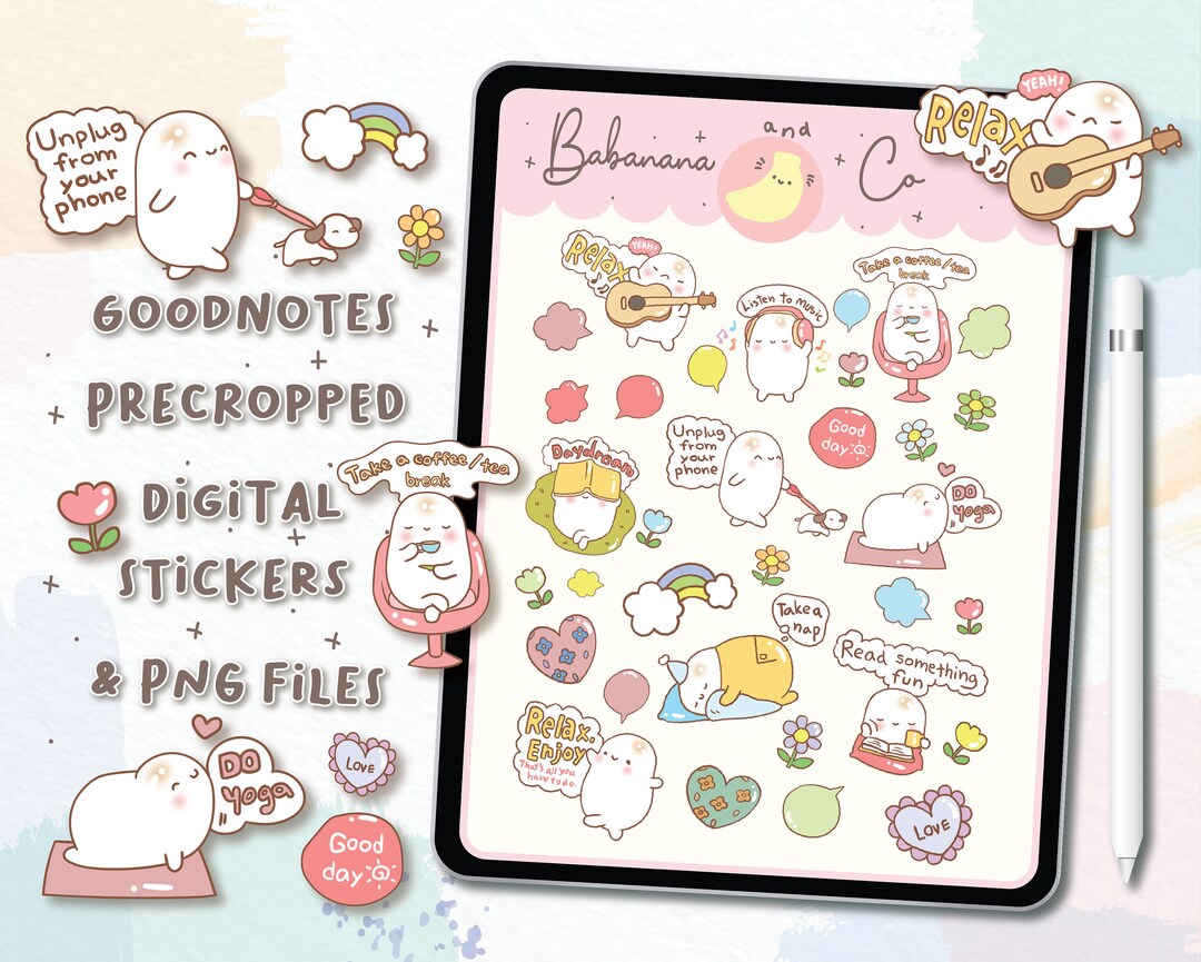 Cute Take A Break Digital Stickers | Goodnotes Stickers | Cute Hand ...