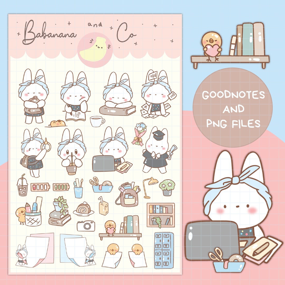 Study Hours Digital Stickers | Goodnotes Stickers | Cute Hand Draw ...