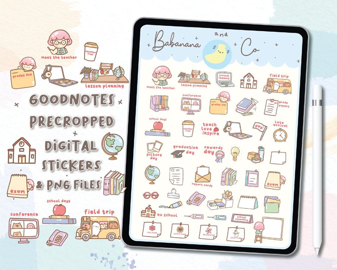 Teacher Planner Icons Digital Stickers | Goodnotes Stickers | Cute Hand ...