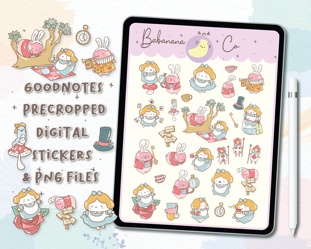 Wonderland Digital Stickers | Goodnotes Stickers | Cute Hand Draw ...