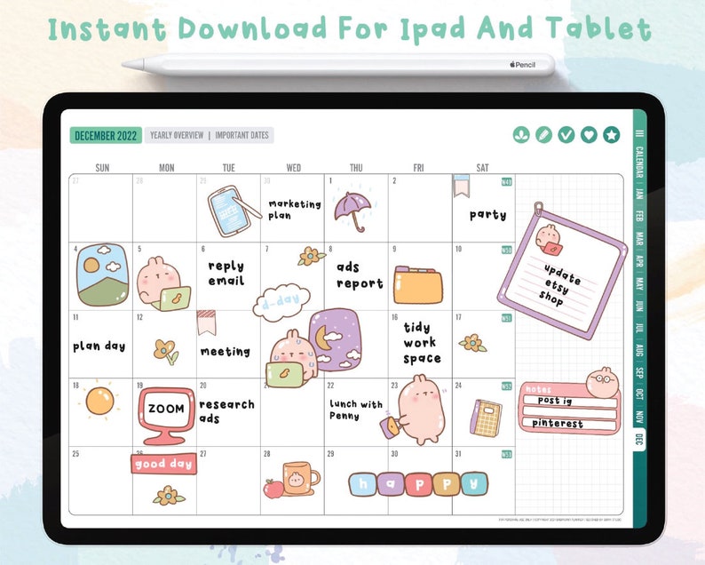 Work Day Digital Stickers | Goodnotes Stickers | Cute Hand Draw ...