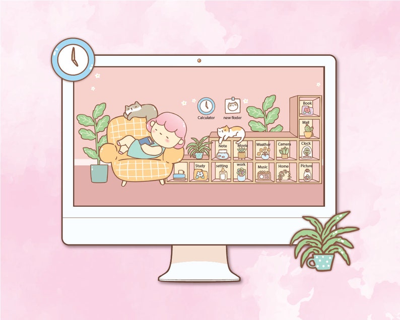 Cozy House Desktop Wallpaper Organizer Mac and Windows - Etsy