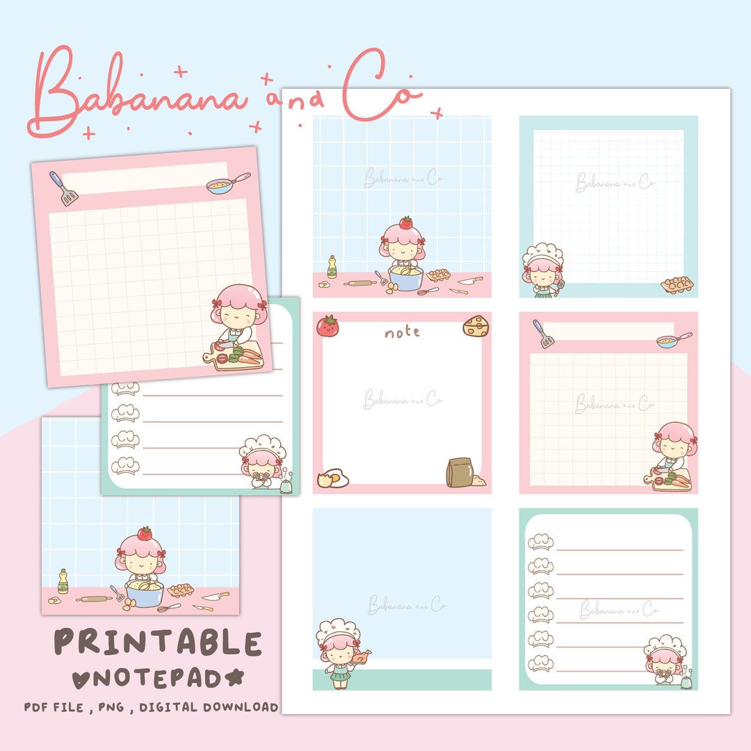 Happy Cooking Memo Note Printable,note Pad Digital Download,cute ...