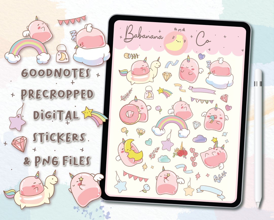 Cute Unicorn Digital Stickers | Goodnotes Stickers | Cute Hand Draw ...