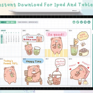 Bubble Tea Digital Stickers | Goodnotes Stickers | Cute Hand Draw ...