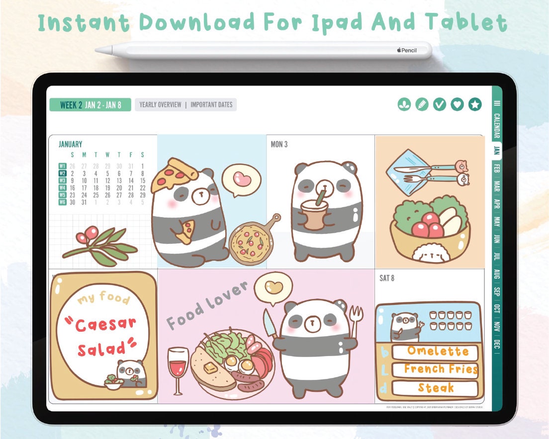 Food Lover Digital Stickers Goodnotes Stickers Cute Hand - Etsy