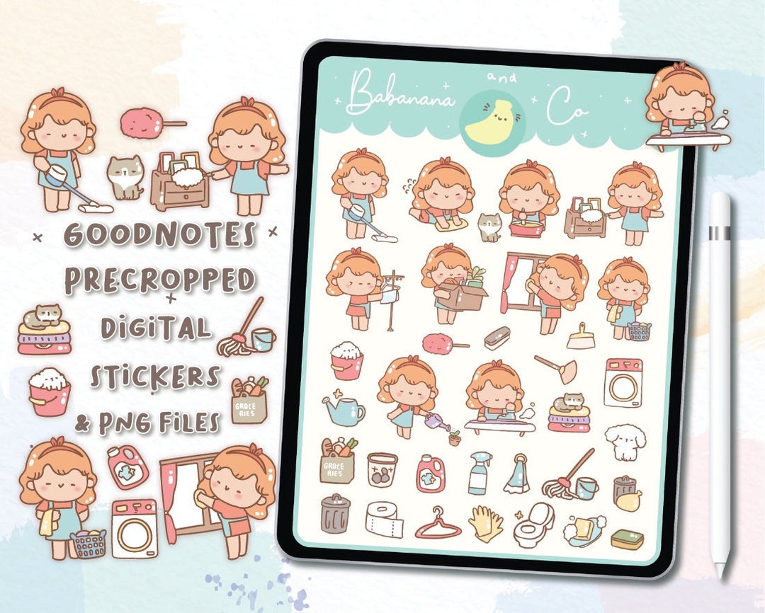 Chores Day Digital Stickers | Goodnotes Stickers | Cute Hand Draw ...