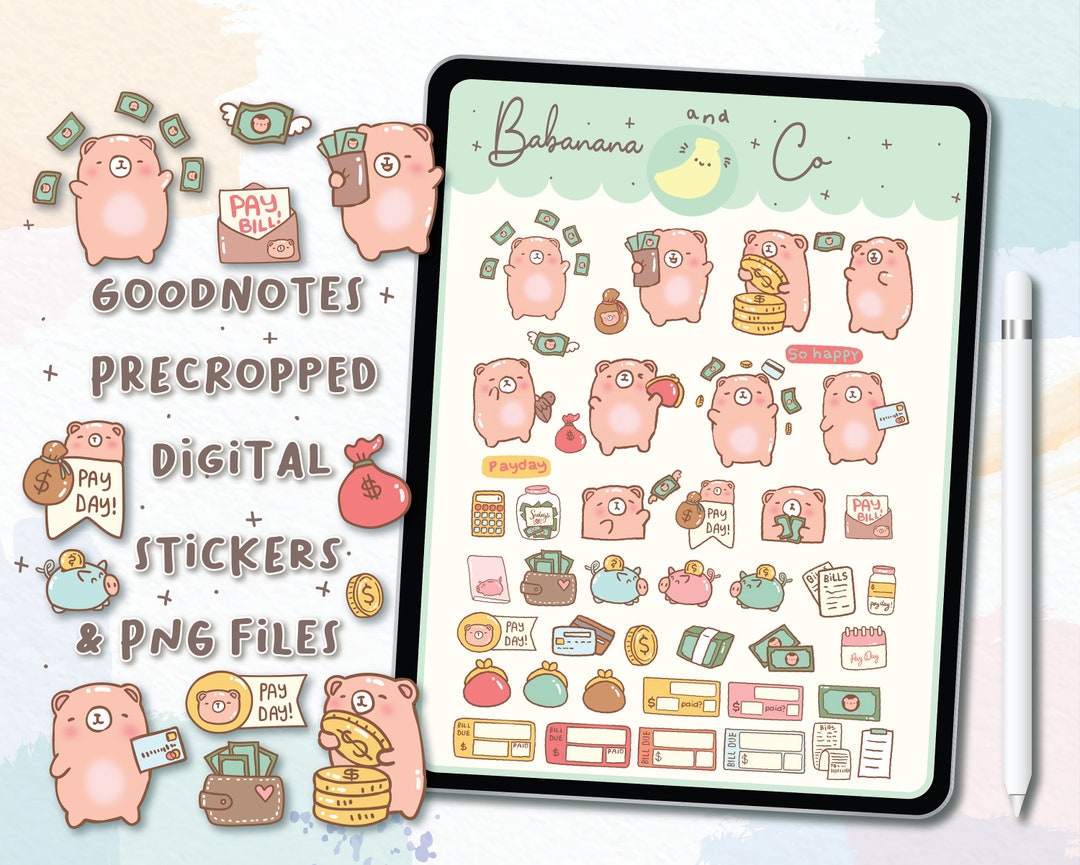 Payday Digital Stickers | Goodnotes Stickers | Cute Hand Draw | Digits ...