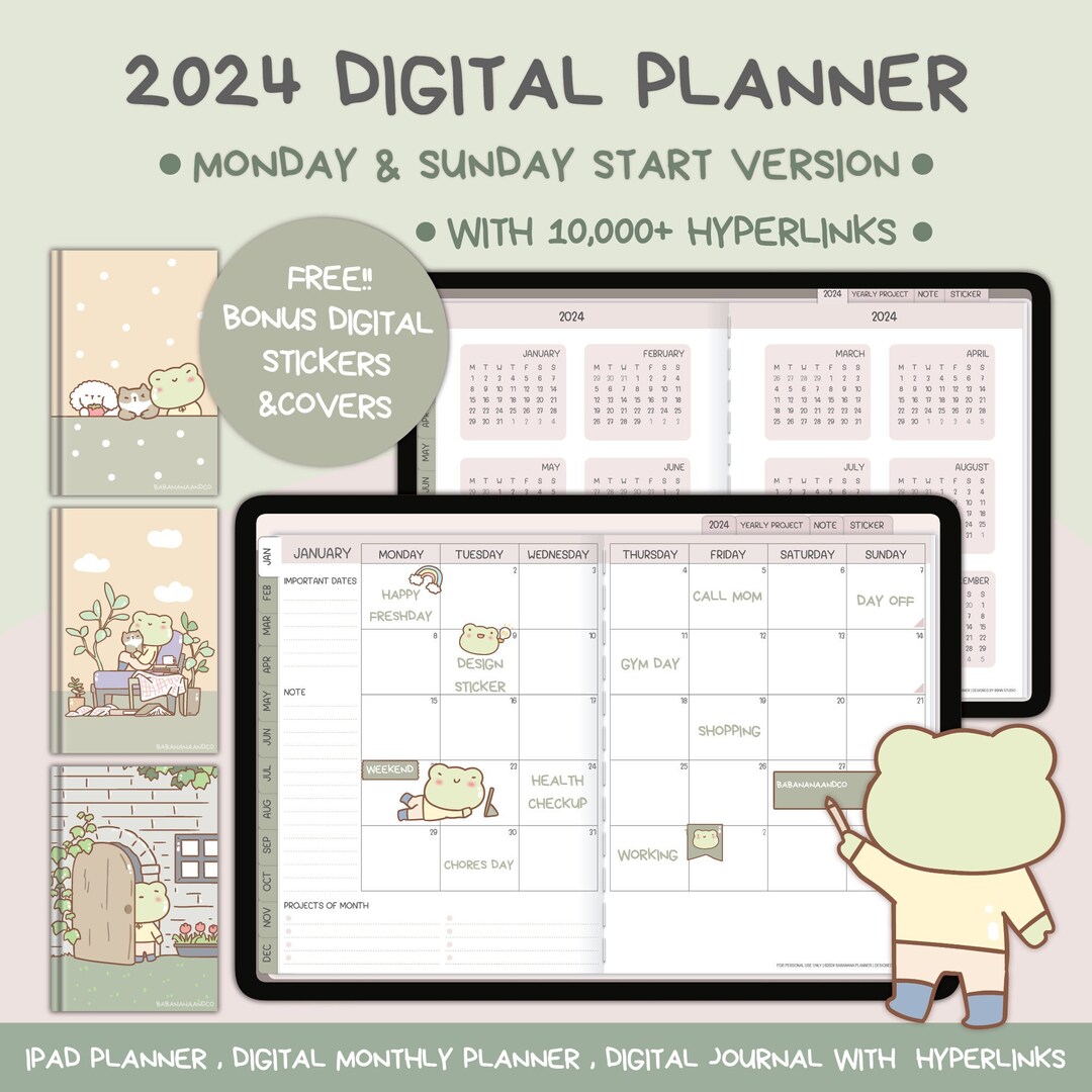 2024 Cute Digital Planner Kawaii Digital Planner Daily Planner Weekly ...