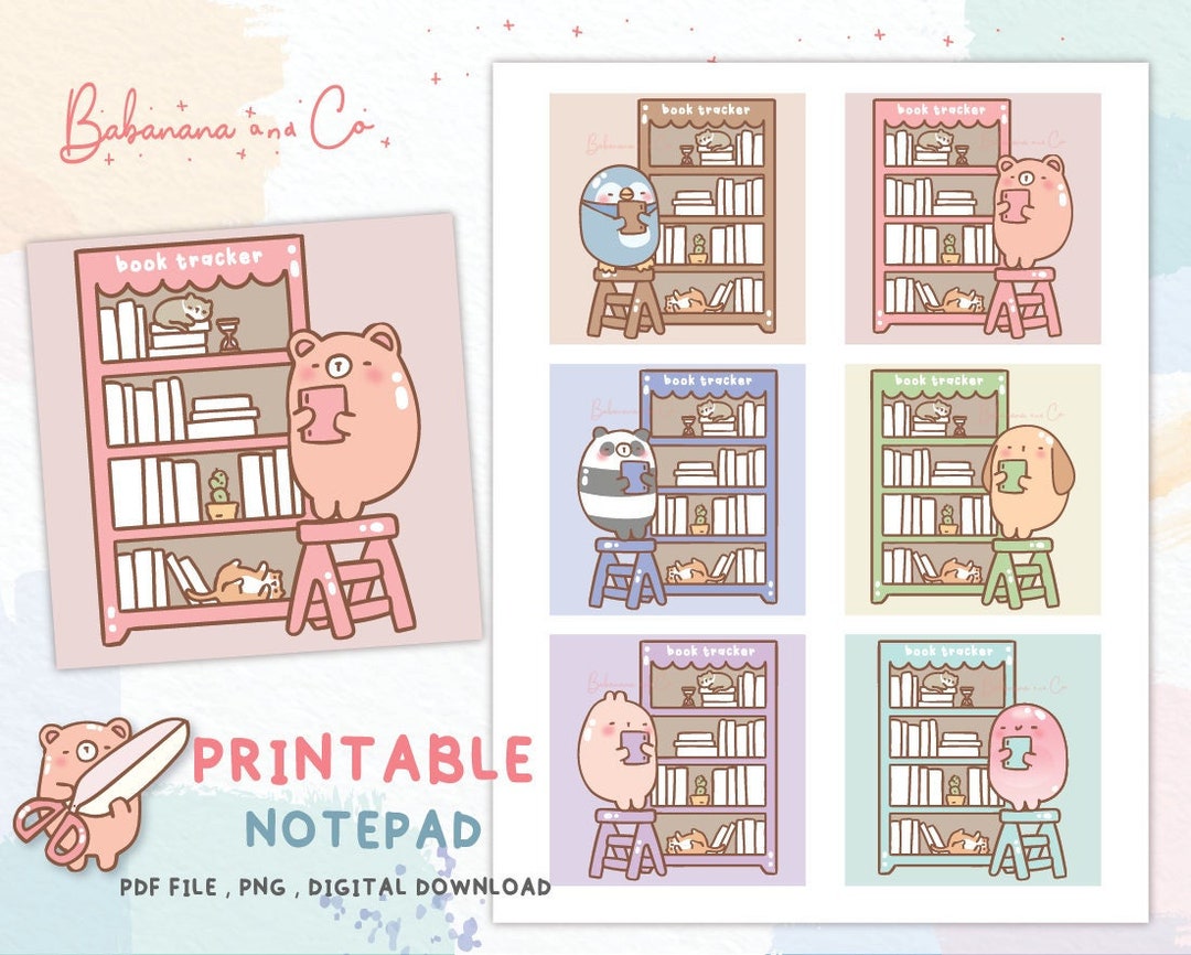 Book Tracker Notepad Printable,note Pad Digital Download,cute Printable ...