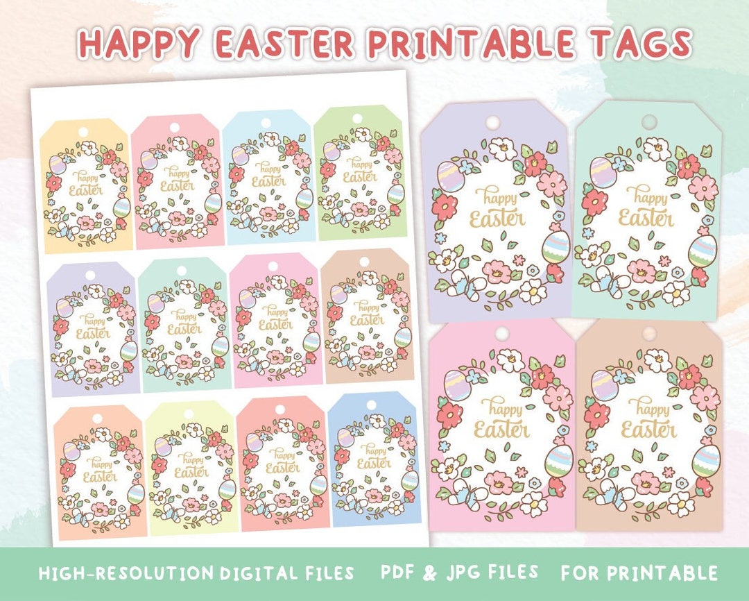 Happy Easter Tags, Printable Gift Tags, Easter Gift Tags,printable ...