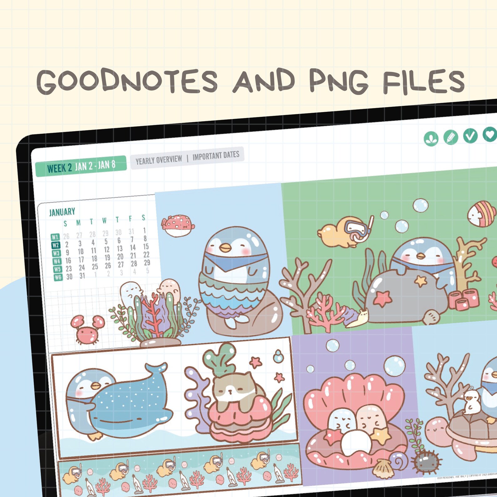 Under the Sea Digital Stickers | Goodnotes Stickers | Cute Hand Draw ...