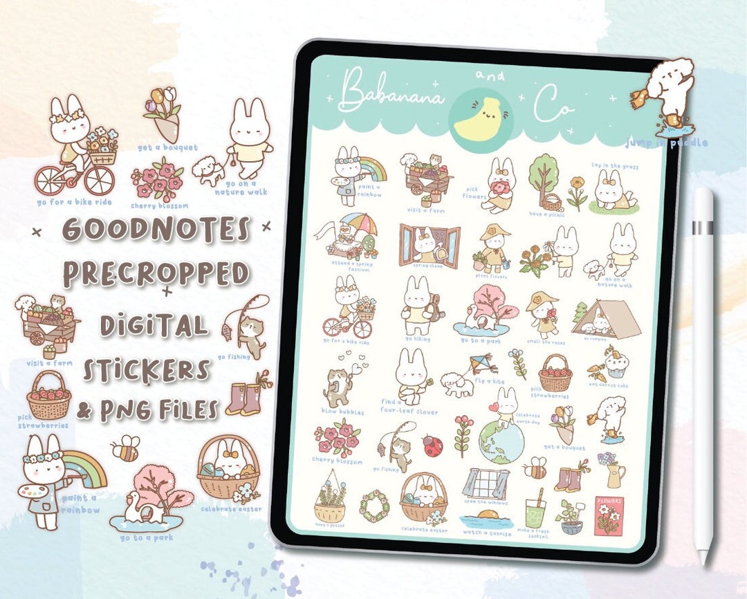 Spring Bucket List Digital Stickers | Goodnotes Stickers | Cute Hand ...