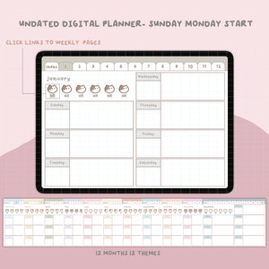 New Undated Digital Planner for Goodnotes | Undated Calendar | Monthly ...