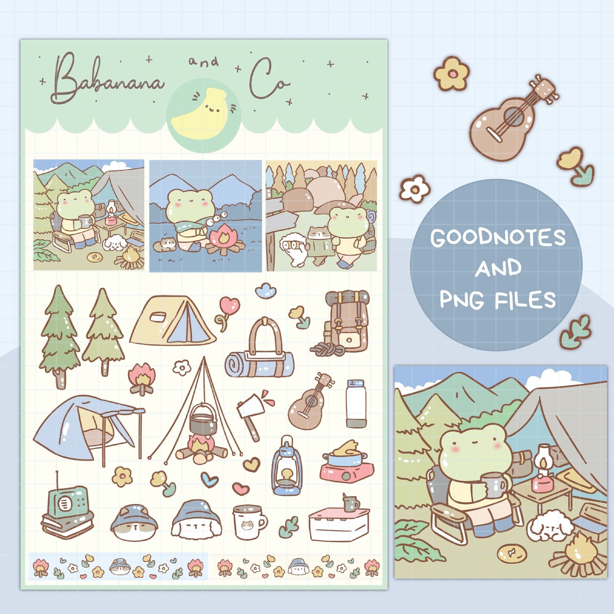 Camping Digital Stickers | Goodnotes Stickers | Cute Hand Draw | Digits ...