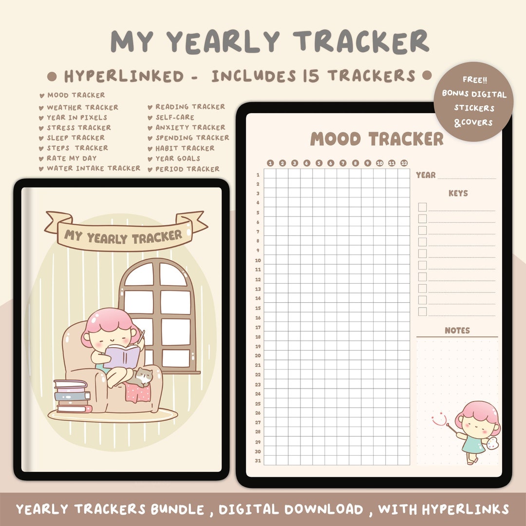 My Yearly Trackers | Planner Bullett Journal | Bujo Template | Bullet ...