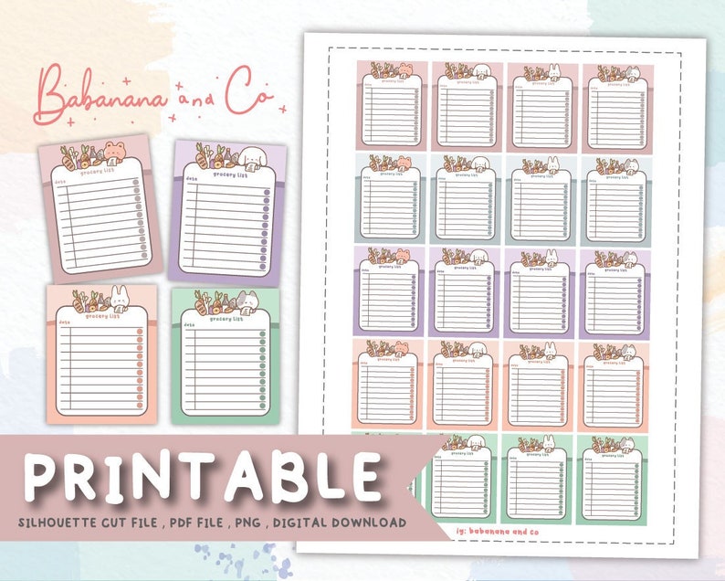 Grocery List Printable ,digital Stickers,hand Drawn Design,printable ...
