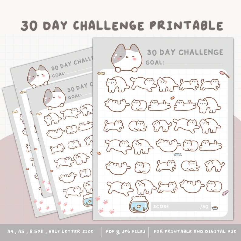 30 Day Challenge Printable Goal Setting Progress Tracker Habit Forming ...