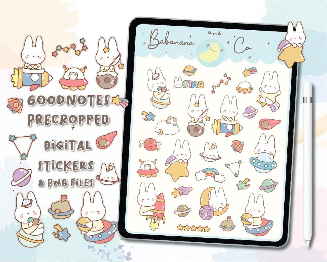 Cute Galaxy Digital Stickers | Goodnotes Stickers | Cute Hand Draw ...