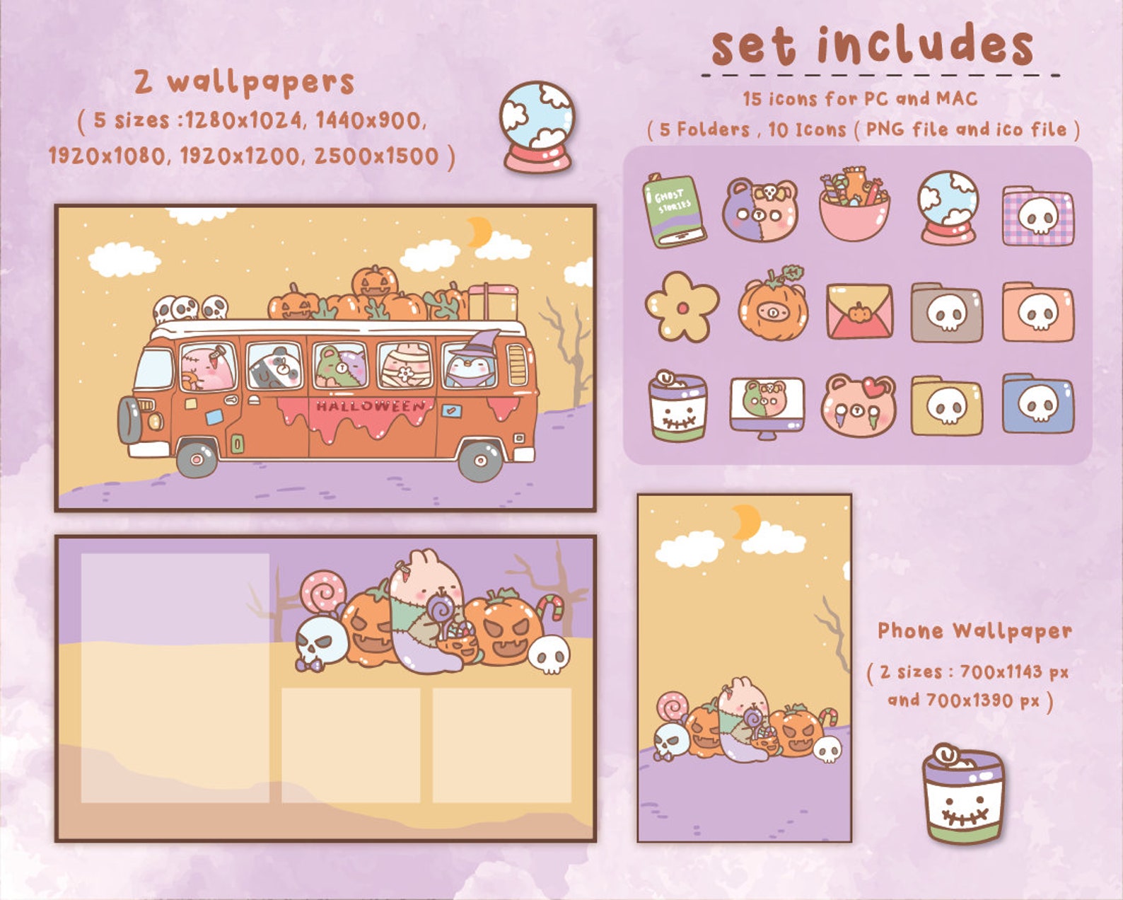 Halloween Desktop Wallpaper Organizer Mac and Windows - Etsy