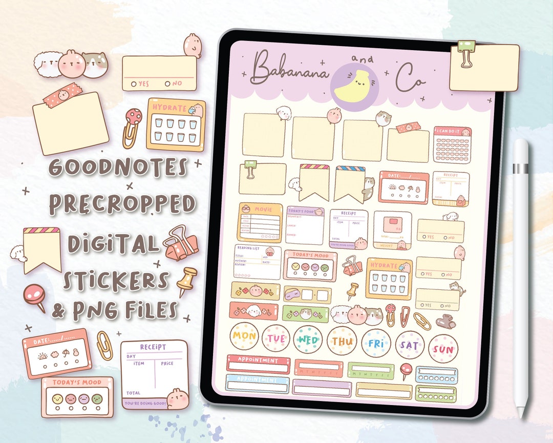 Notepad Digital Stickers | Goodnotes Stickers | Cute Hand Draw | Digits ...