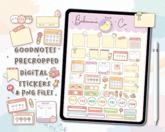 Notepad Digital Stickers Goodnotes Stickers Cute Hand Draw - Etsy