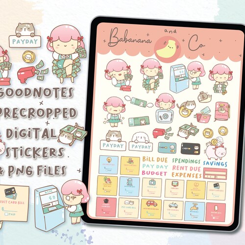 Cute Rabbit Stickers Digital Stickers Digital Download PNG and - Etsy