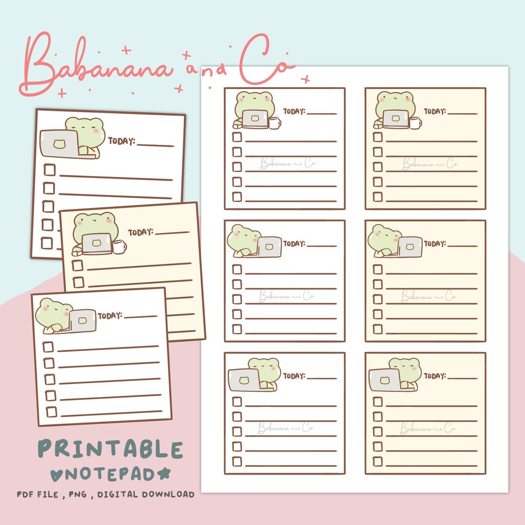 Today Notepad Printable,note Pad Digital Download,cute Printable ...