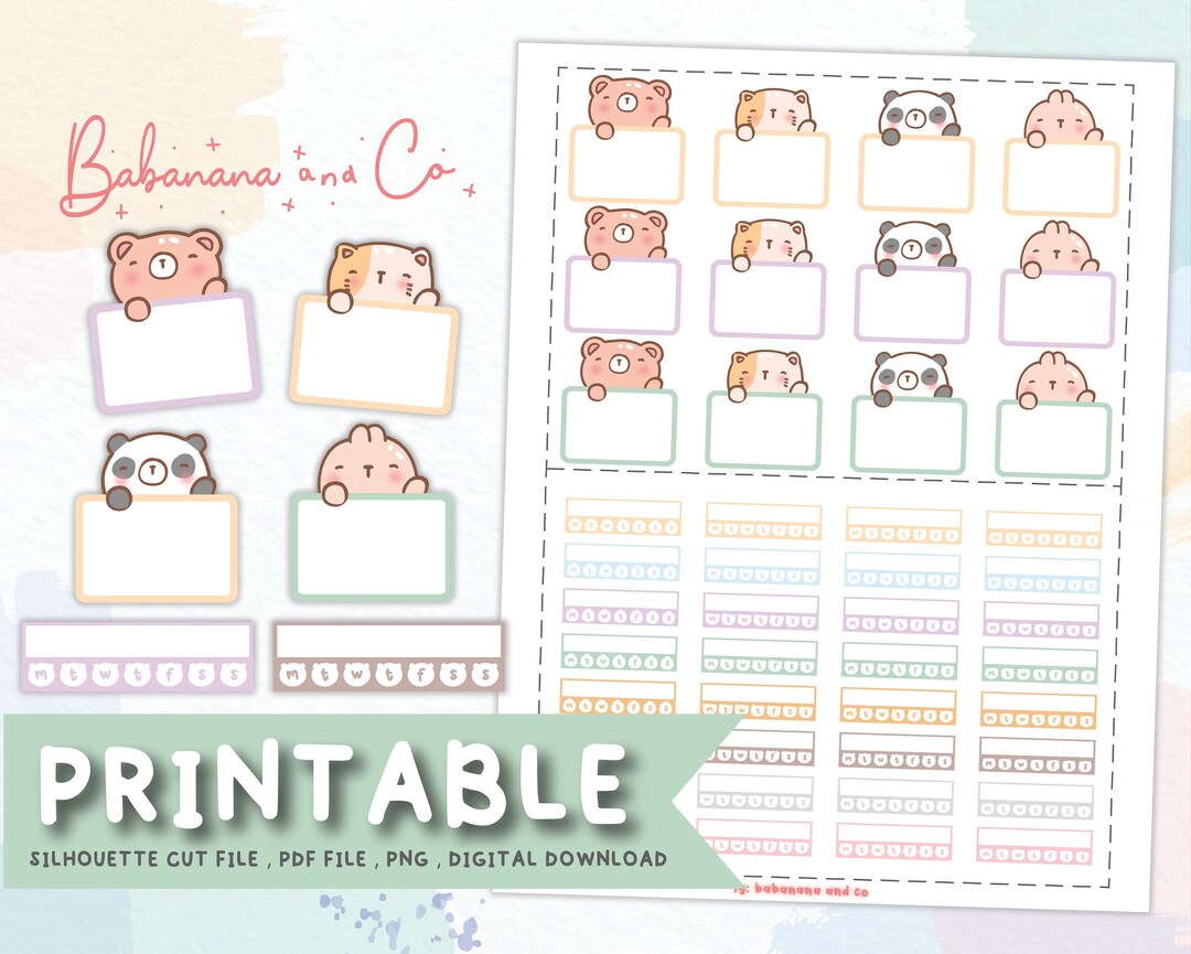 Cute Mini Tracker,digital Stickers,hand Drawn Design,printable Stickers ...