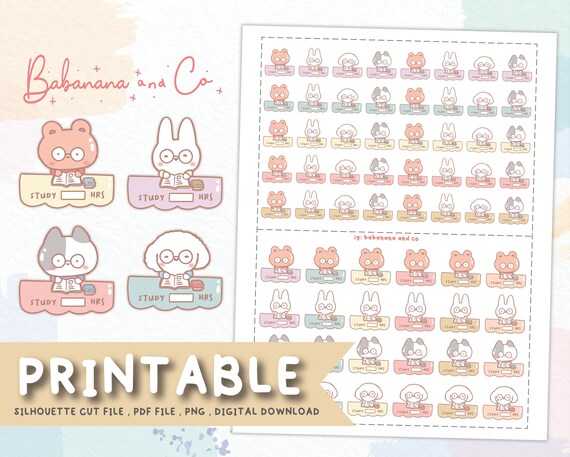Cute Study Tracker Printable Planner Stickersdigital - Etsy