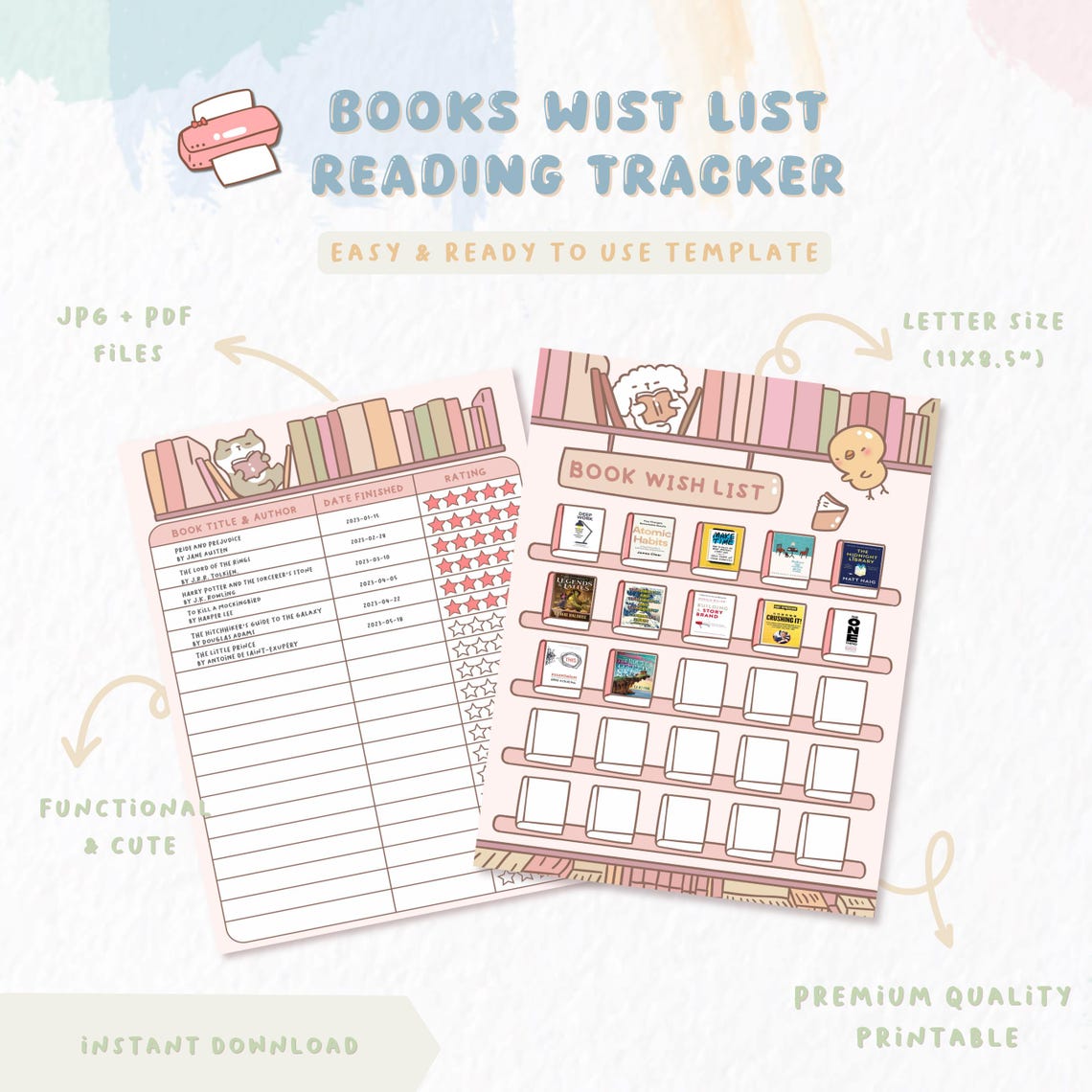 Books Wist List,reading Tracker,reading Journal Page,books to Read ...