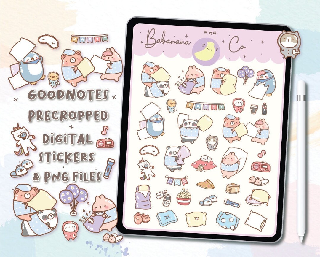 Pajamas Party Digital Stickers Goodnotes Stickers Cute - Etsy