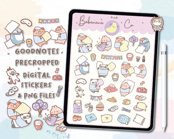 Pajamas Party Digital Stickers Goodnotes Stickers Cute | Etsy