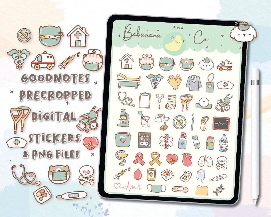Health and Medical Icons Digital Stickers | Goodnotes Stickers | Cute ...