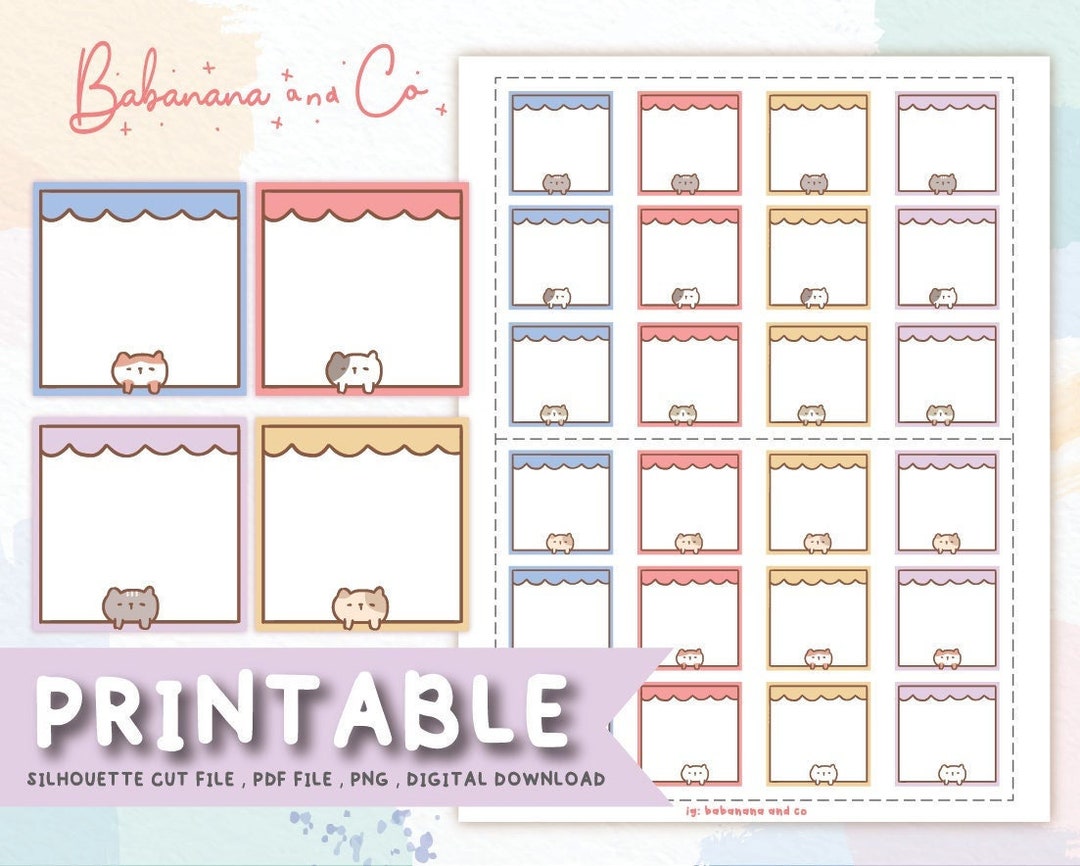 Notes Cats Memo,printable Planner Stickers ,digital Stickers,bullet ...