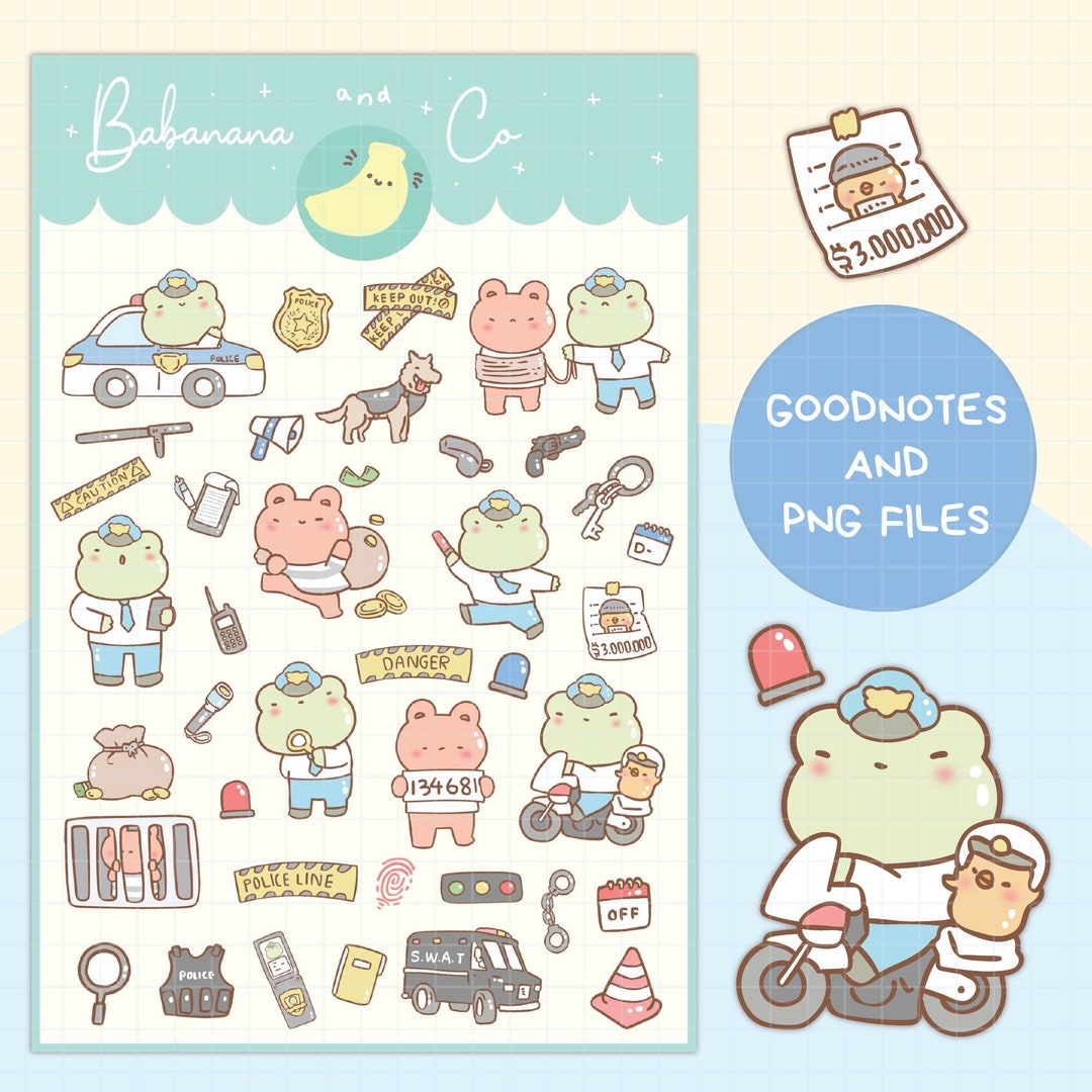 Police Digital Stickers | Goodnotes Stickers | Cute Hand Draw | Digits ...