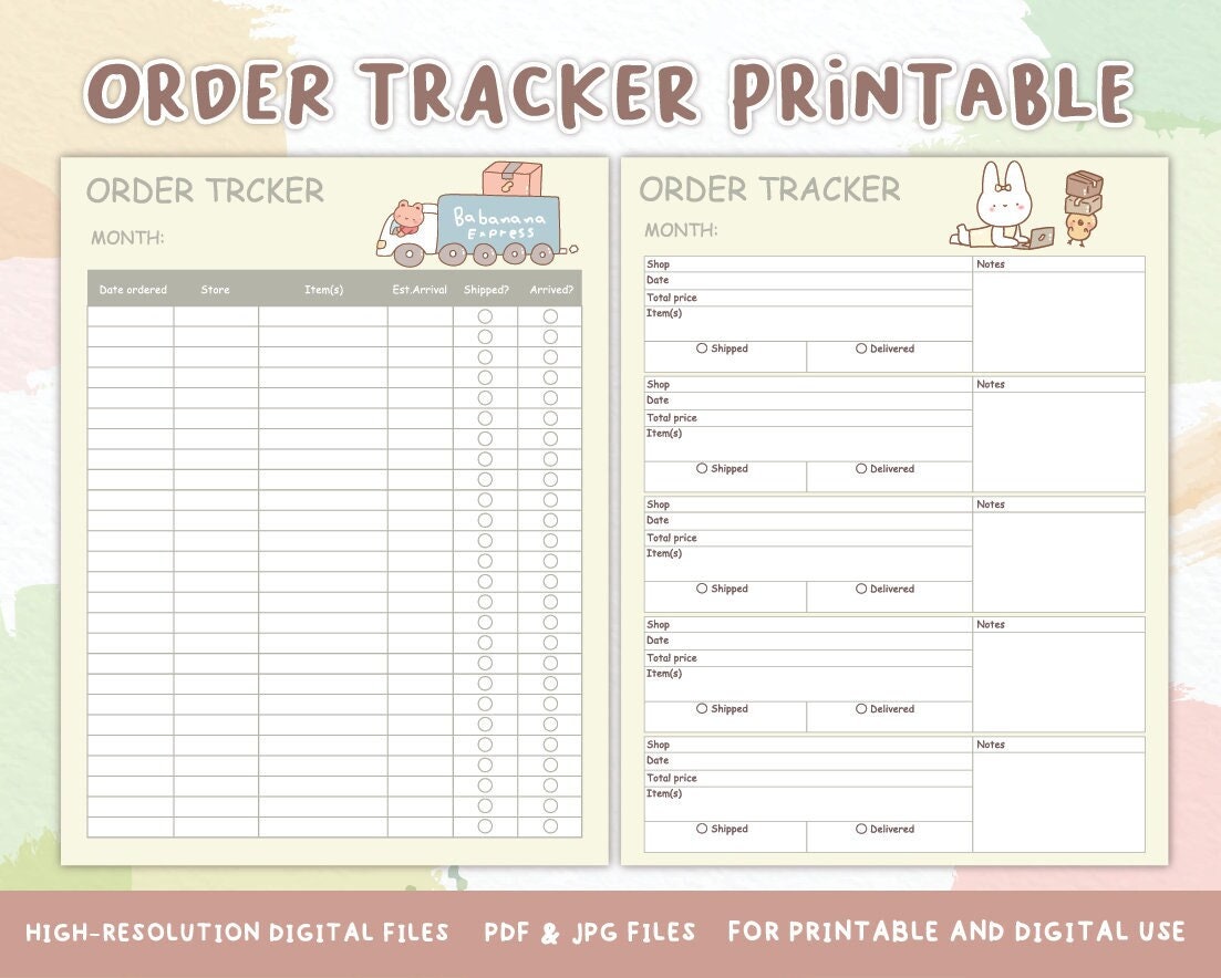 Cute Order Tracker Form Template,printable, Printable Order Tracker Log ...