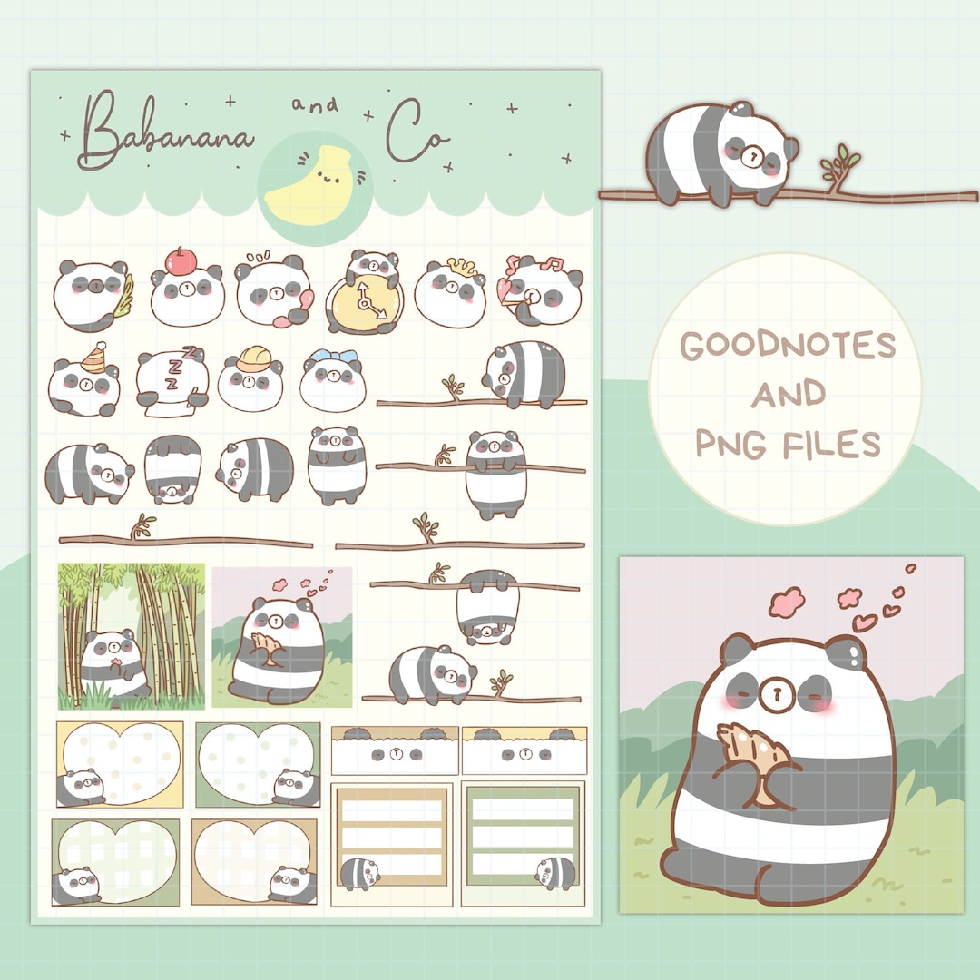 Cute Panda Digital Stickers | Goodnotes Stickers | Cute Hand Draw ...