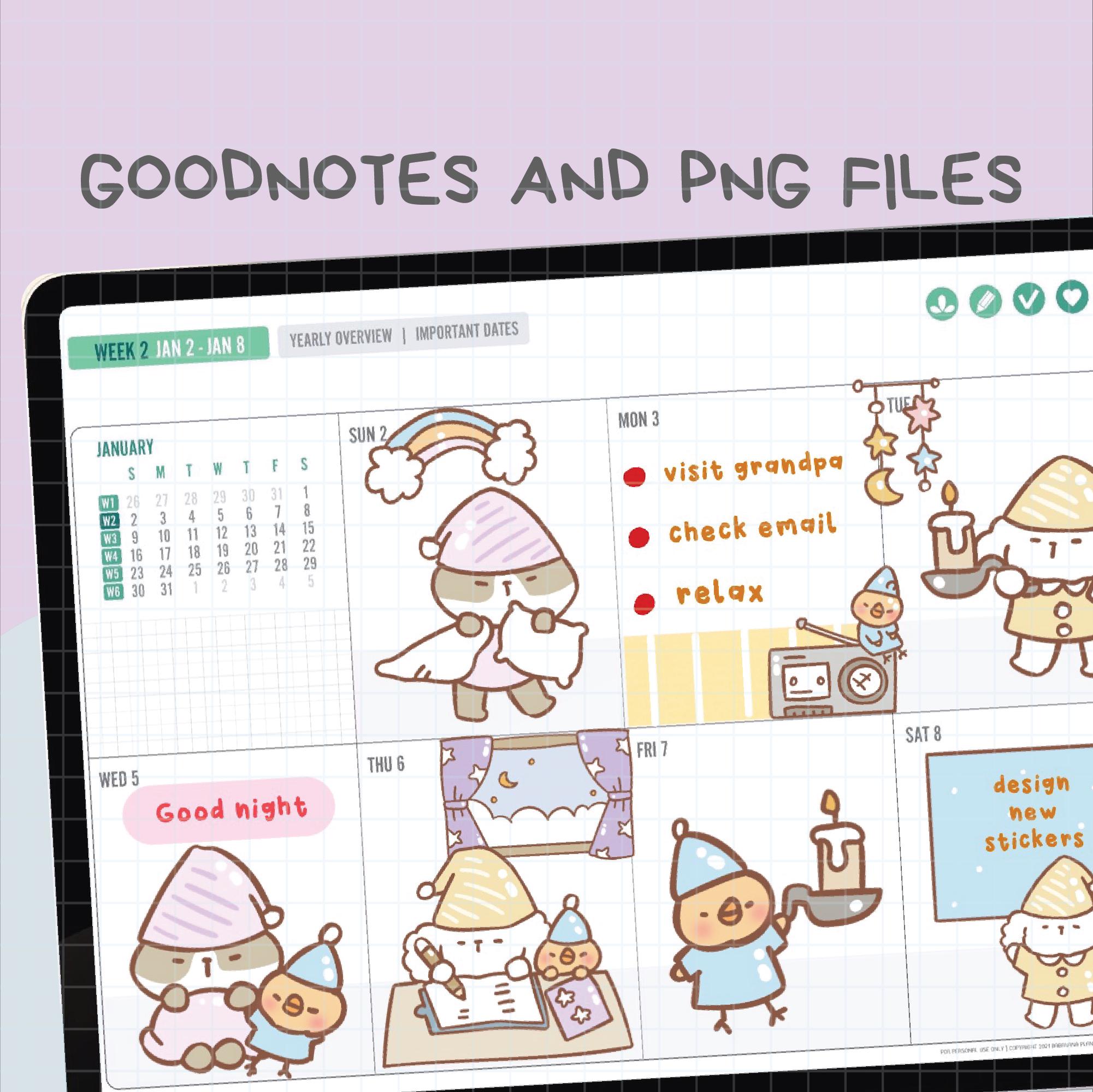 Good Night Digital Stickers | Goodnotes Stickers | Cute Hand Draw ...