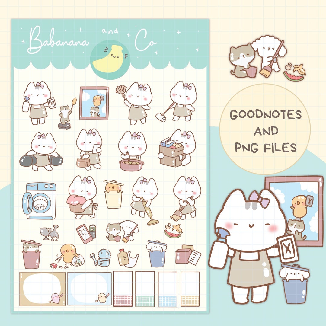 Hand-illustrated Happy Chores Digital Stickers | Goodnotes Stickers ...