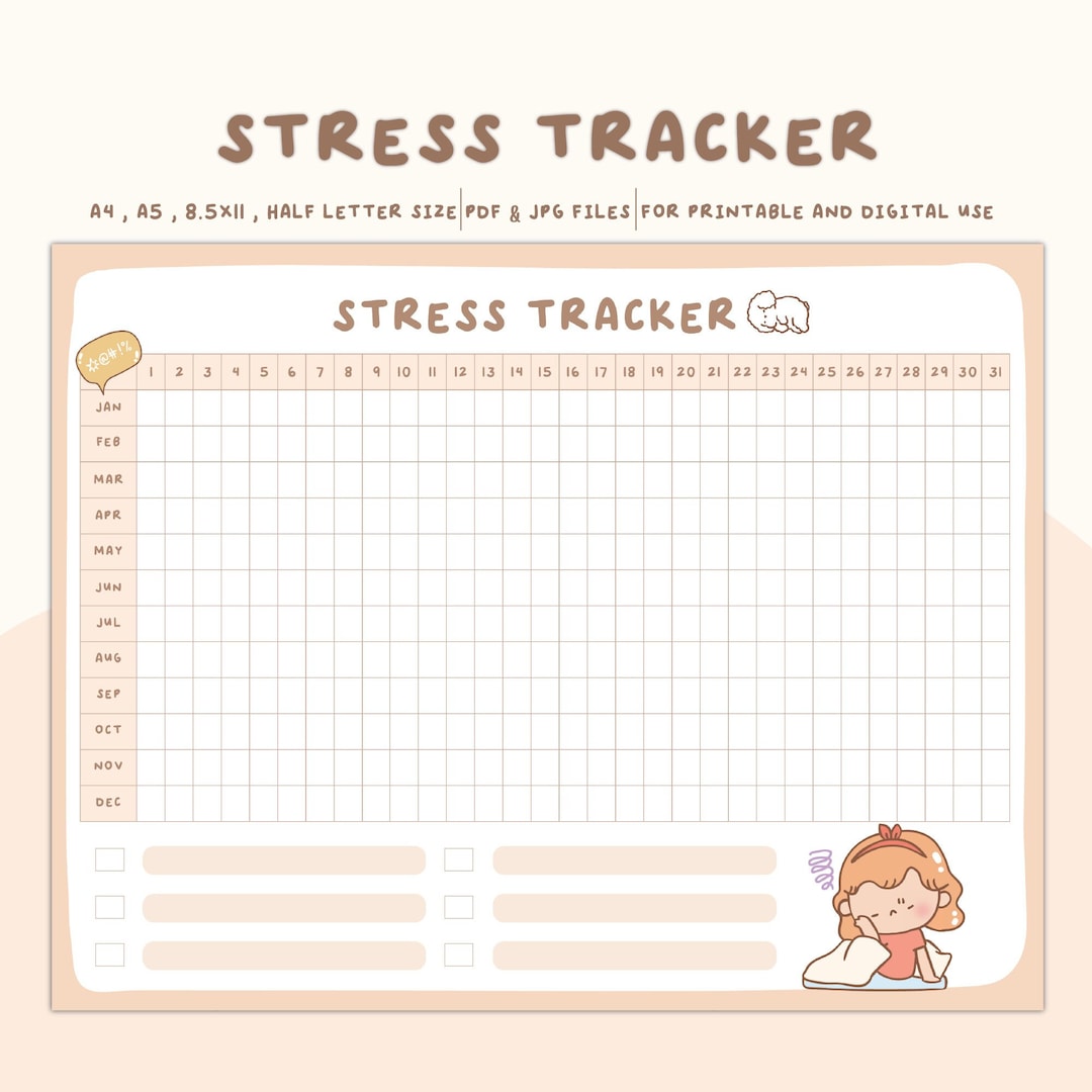 Stress Tracker Printable Template, Mental Health Log, Daily Stress Log, Anxiety Tracker, Mood ...