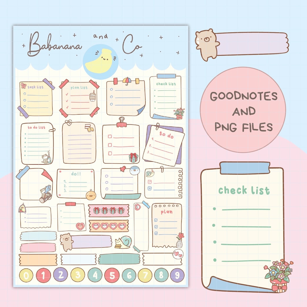 Cute Notepad Digital Stickers | Goodnotes Stickers | Cute Hand Draw ...