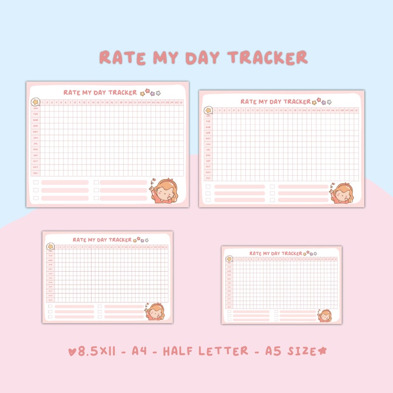 Rate My Day Printable Template, Daily Rating Log, Daily Mood Tracker ...