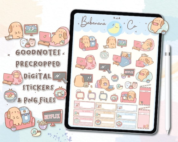 Movie at Home Digital Stickers Goodnotes Stickers Cute - Etsy