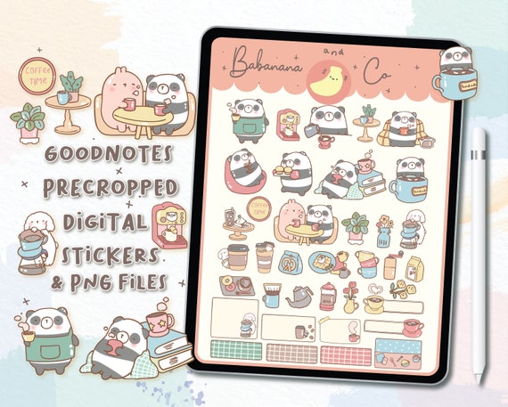 Coffee Time Digital Stickers Goodnotes Stickers Cute Hand | Etsy