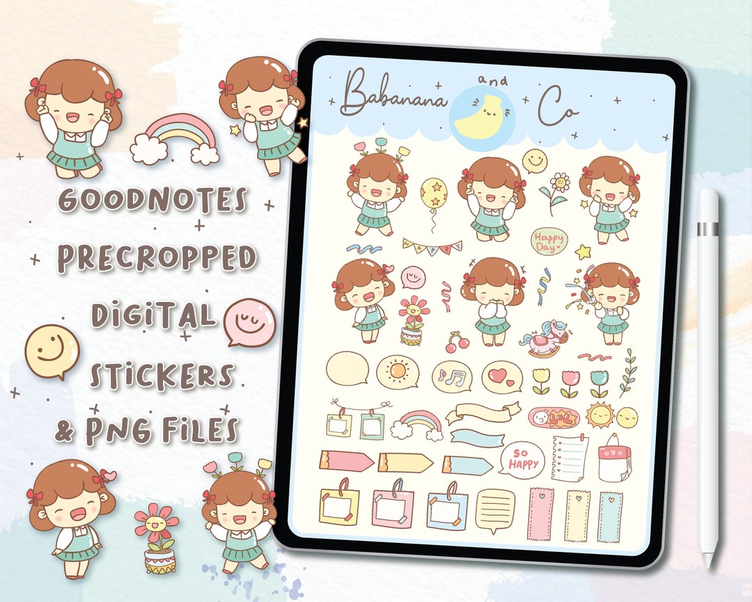 Cute Happy Day Digital Stickers | Goodnotes Stickers | Cute Hand Draw ...