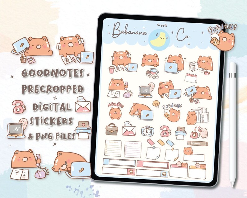 Work Hard Digital Stickers Goodnotes Stickers Cute Hand - Etsy