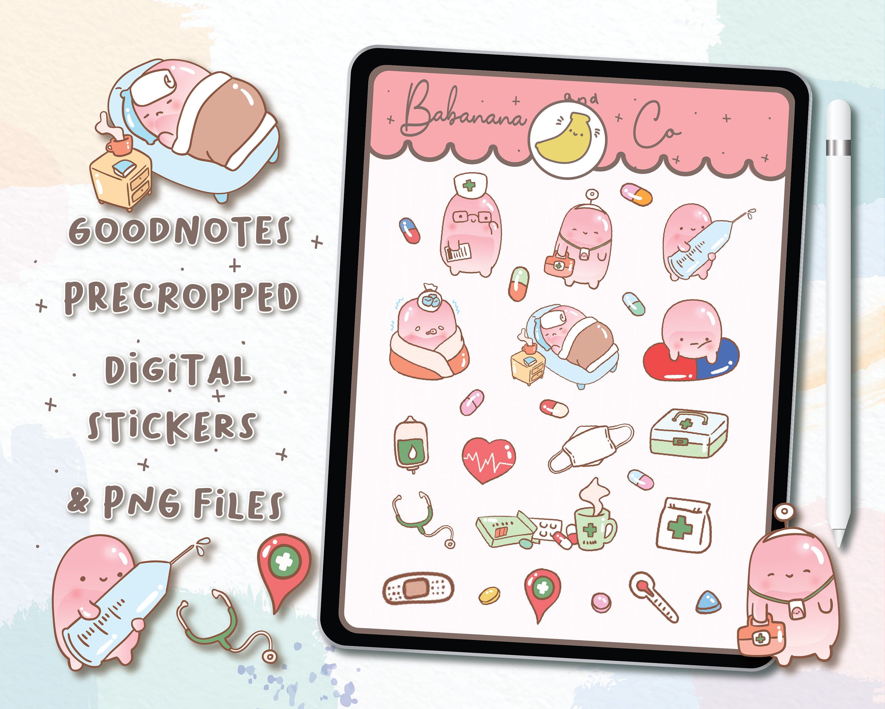 Cute Sick Day Digital Stickers Goodnotes Stickers Cute - Etsy