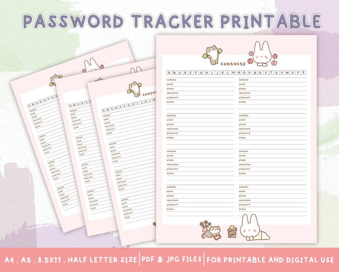Password Tracker Printable,password Log,password Organizer,instant ...