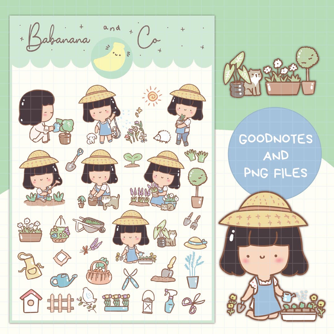 Garden Time Digital Stickers | Precropped Pngs | Goodnotes Planner ...